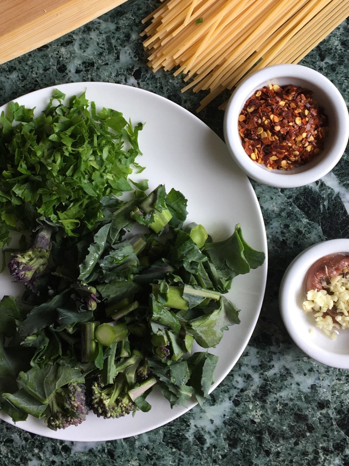 Spaghetti with anchovies, garlic, chile & broccoli rabe | The Chile Trail